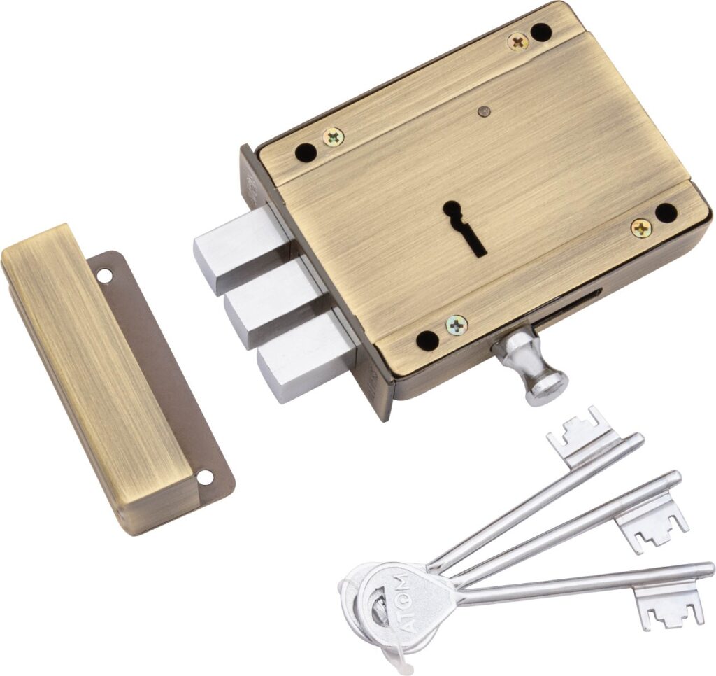 Atom Steel, Brass & Iron material Door lock | Silver Satin Finish | 2 ...